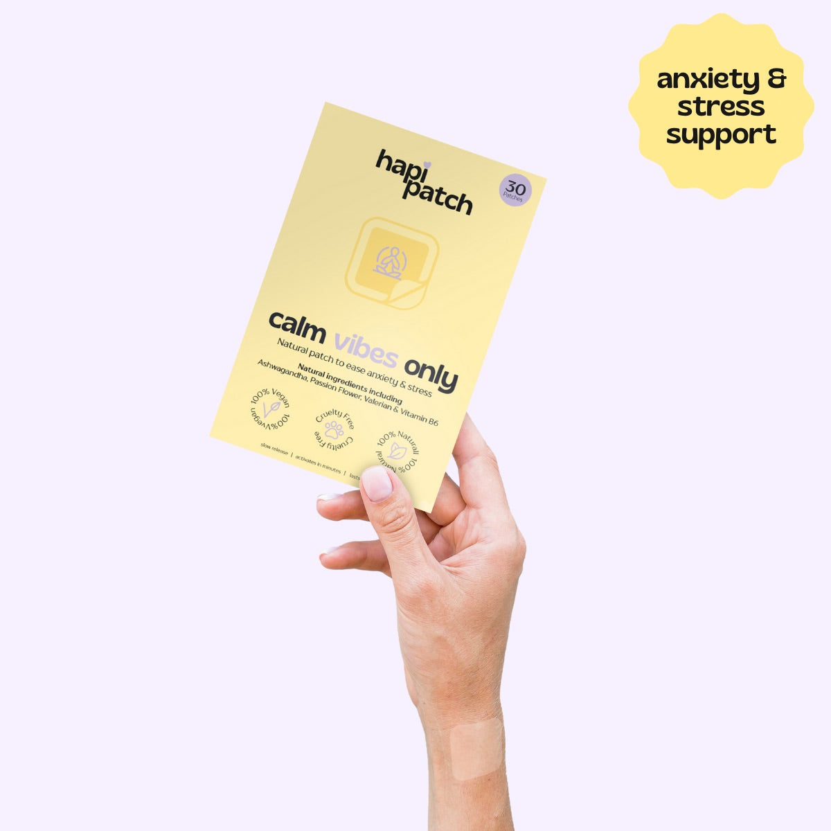 Calm Vibes Only, natural patch to ease anxiety & stress - Hapi Patch ...